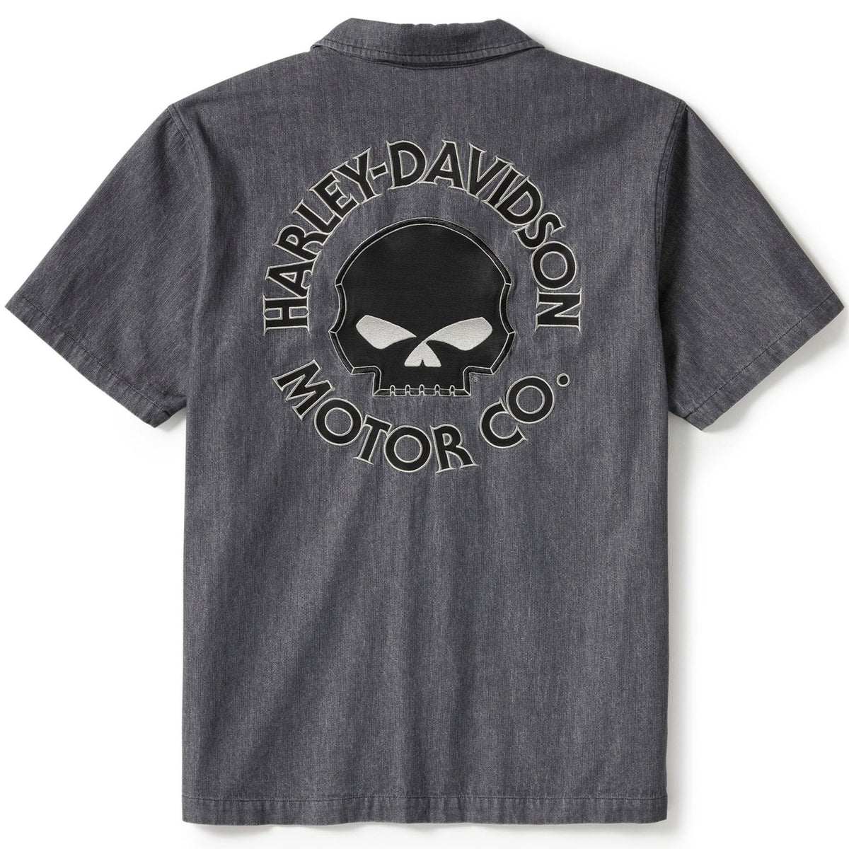 Harley-Davidson Men's Willie G. Skull Button-Up Denim Short Sleeve Shi – Daytona Harley-Davidson