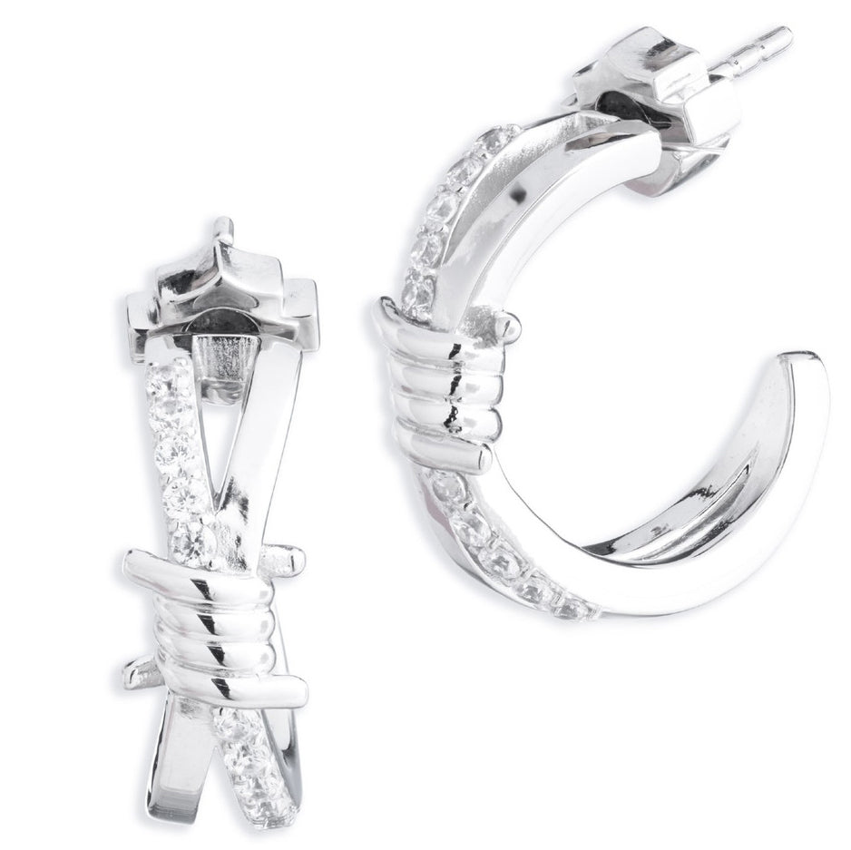 Harley-Davidson Women's Bling Twisted Wire Hoop Earrings. Sterling Sil ...