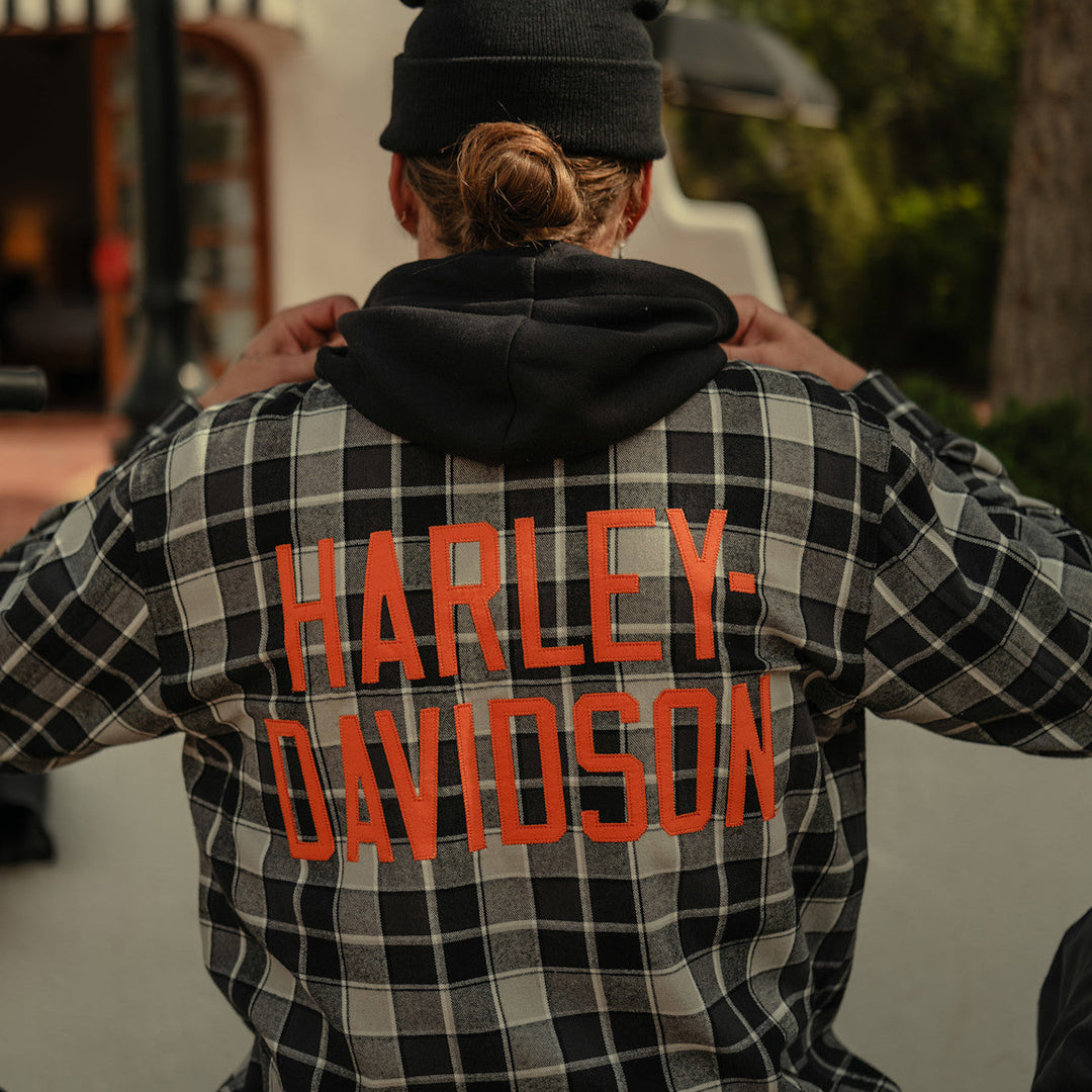 Harley-Davidson Men's Scripted Hooded Button-Up Long Sleeve Shirt Jack ...