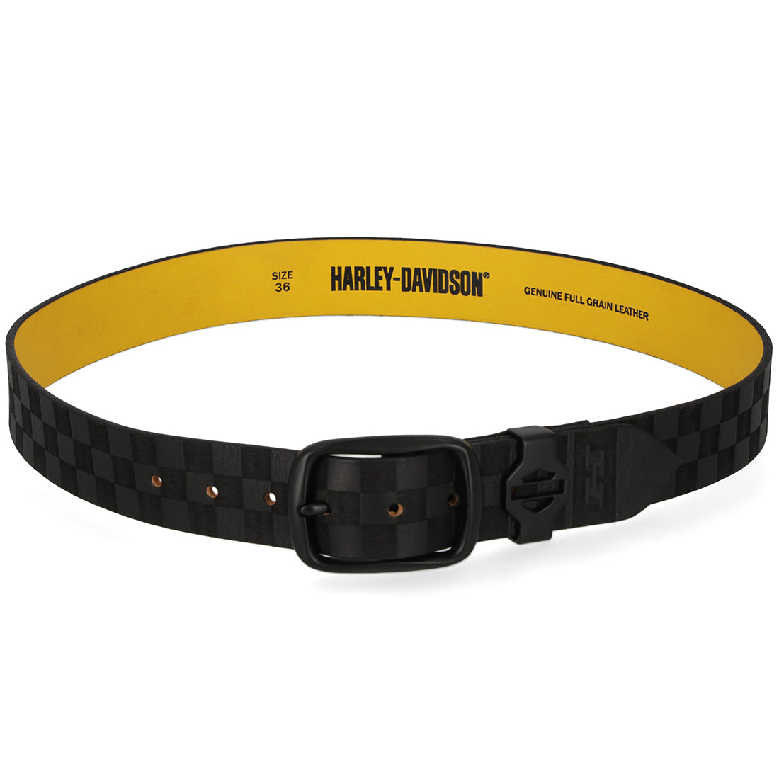 Harley-Davidson Men's Checkerboard Bar & Shield Keeper Leather Belt, B ...
